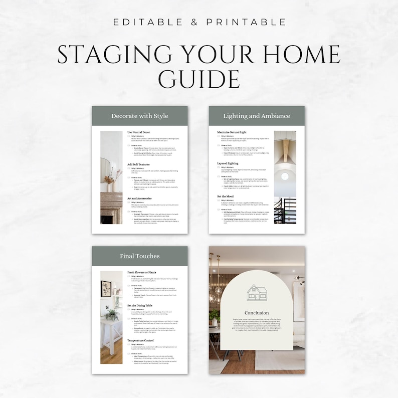 Staging Your Home Guide Template Printable DIY Home Staging Real Estate ...