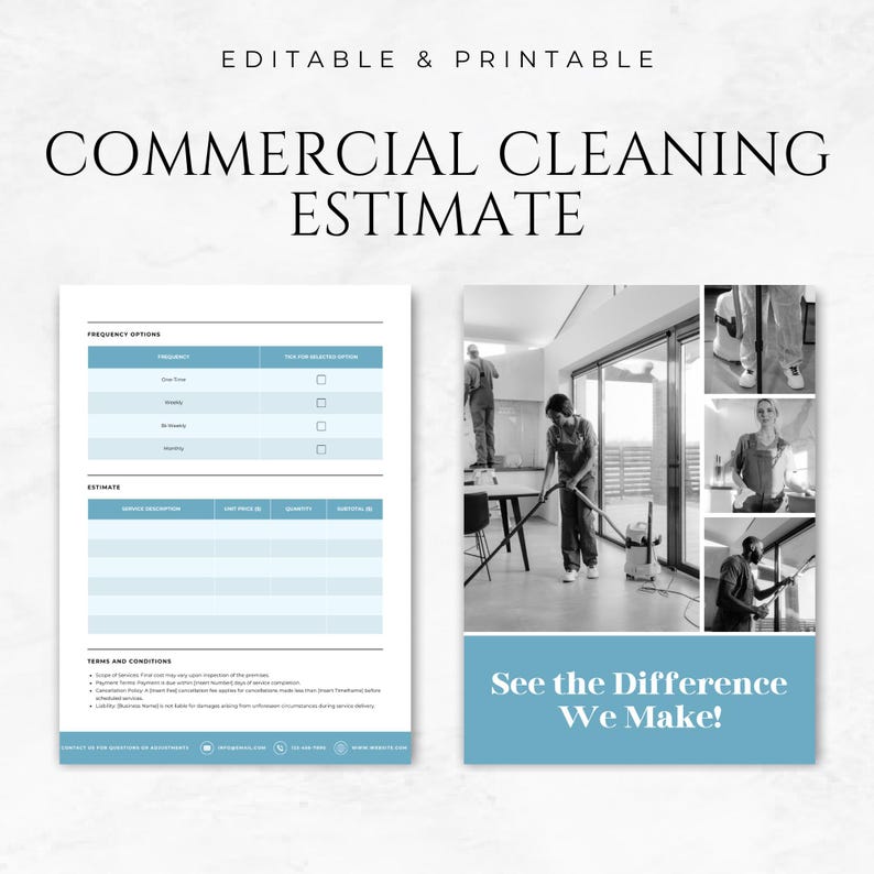 Commercial Cleaning Estimate Template Cleaning Estimate Business Form Professional Cleaning ...
