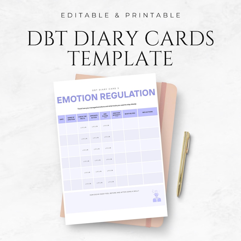 DBT Diary Cards Canva Template – Printable & Editable Dialectical ...