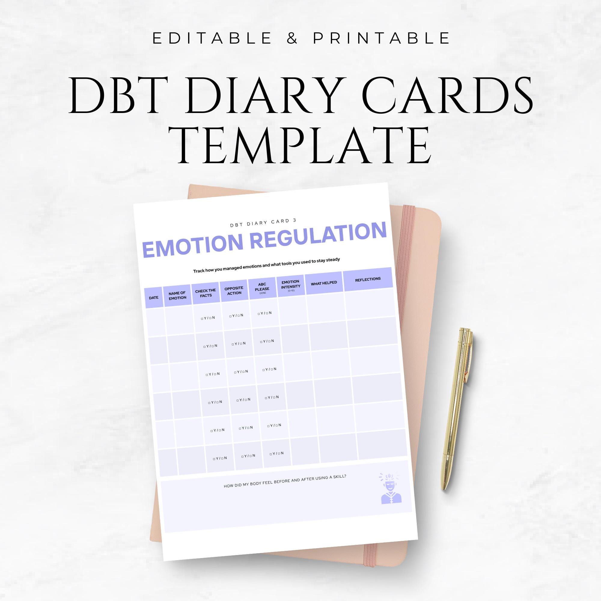 DBT Diary Cards Canva Template – Printable & Editable Dialectical ...