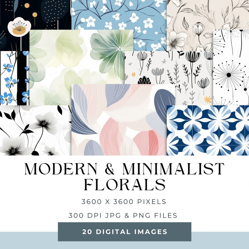 Seamless Minimalist Modern Floral Patterns Watercolor Floral Pattern ...