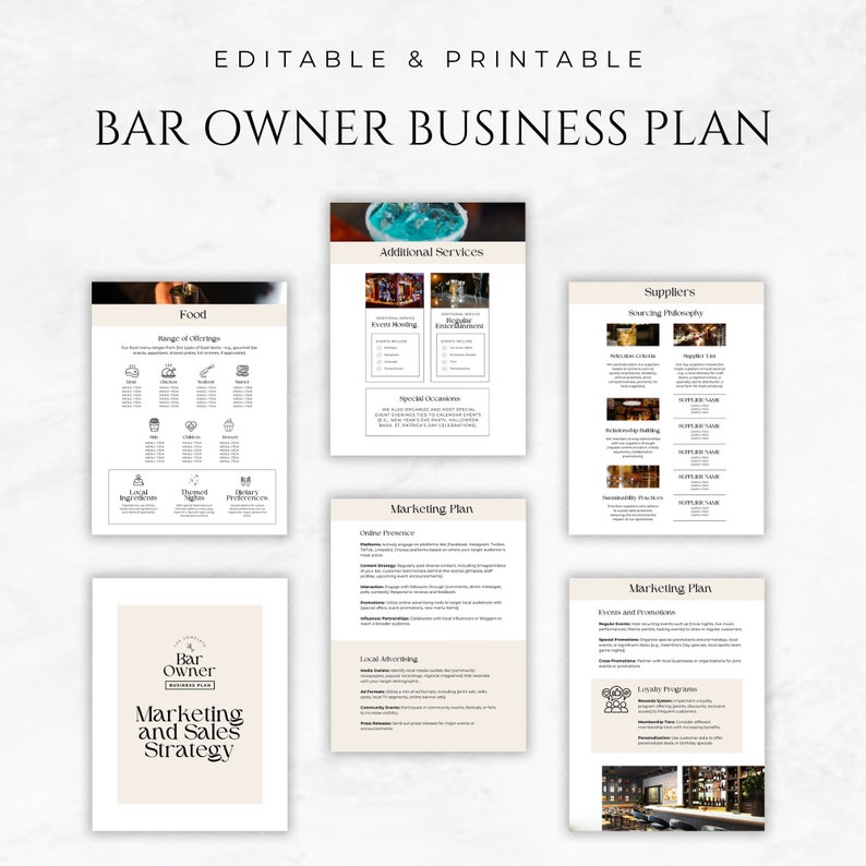 Bar Owner Business Plan Canva Template Bar Startup Plan Nightclub ...