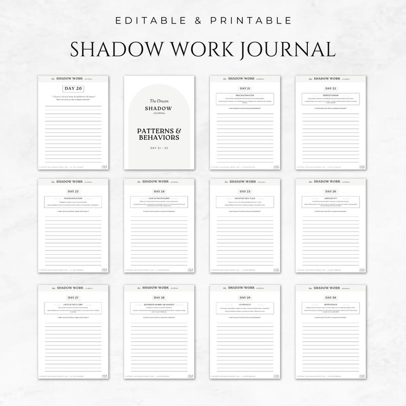 Shadow Work Journal Template Printable Shadow Work Workbook Shadow Work ...