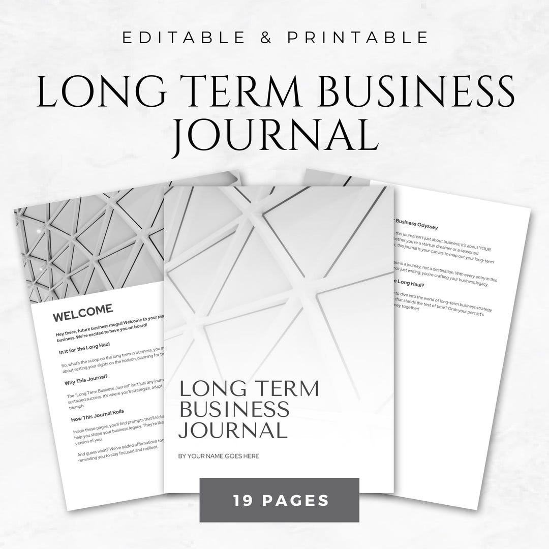 Long Term Business Journal Template Printable Entrepreneur Productivity ...