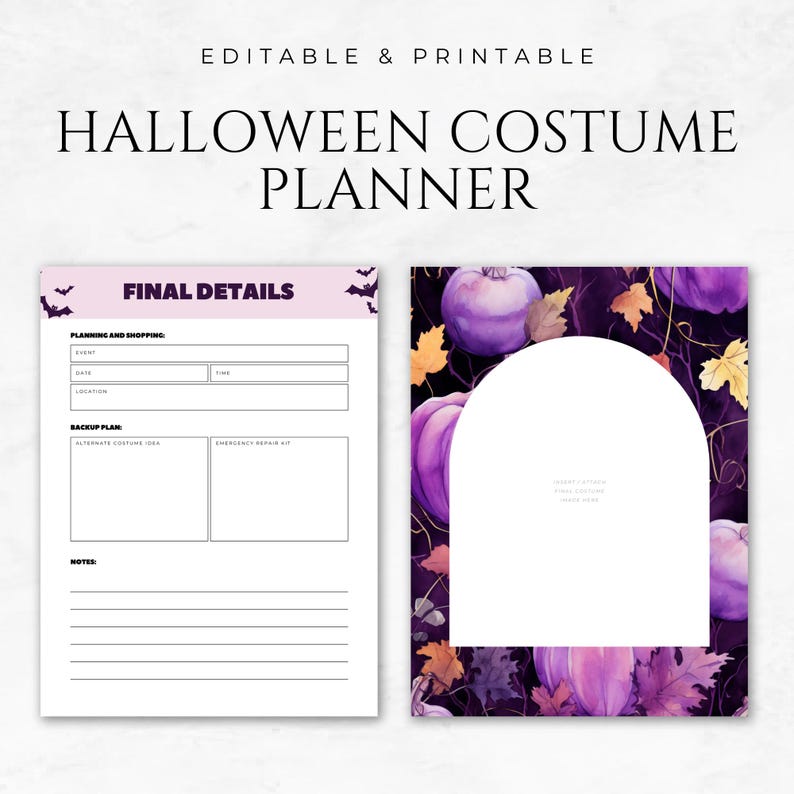 Halloween Costume Planner Printable DIY Costume Planner Costume ...