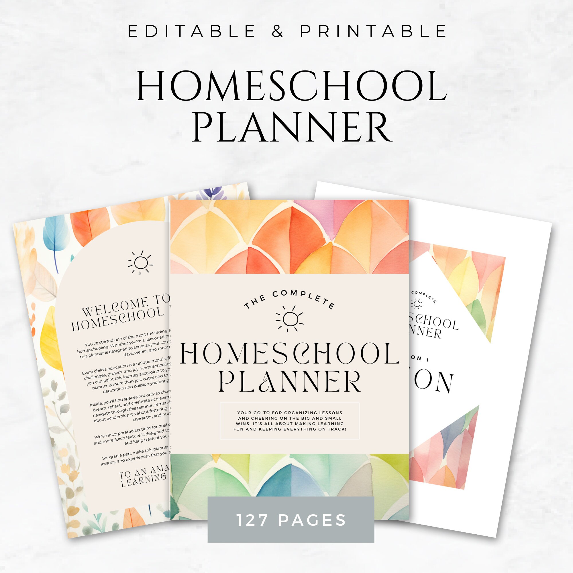 Homeschool Planner Editable Homeschool Organization Lesson Planner ...