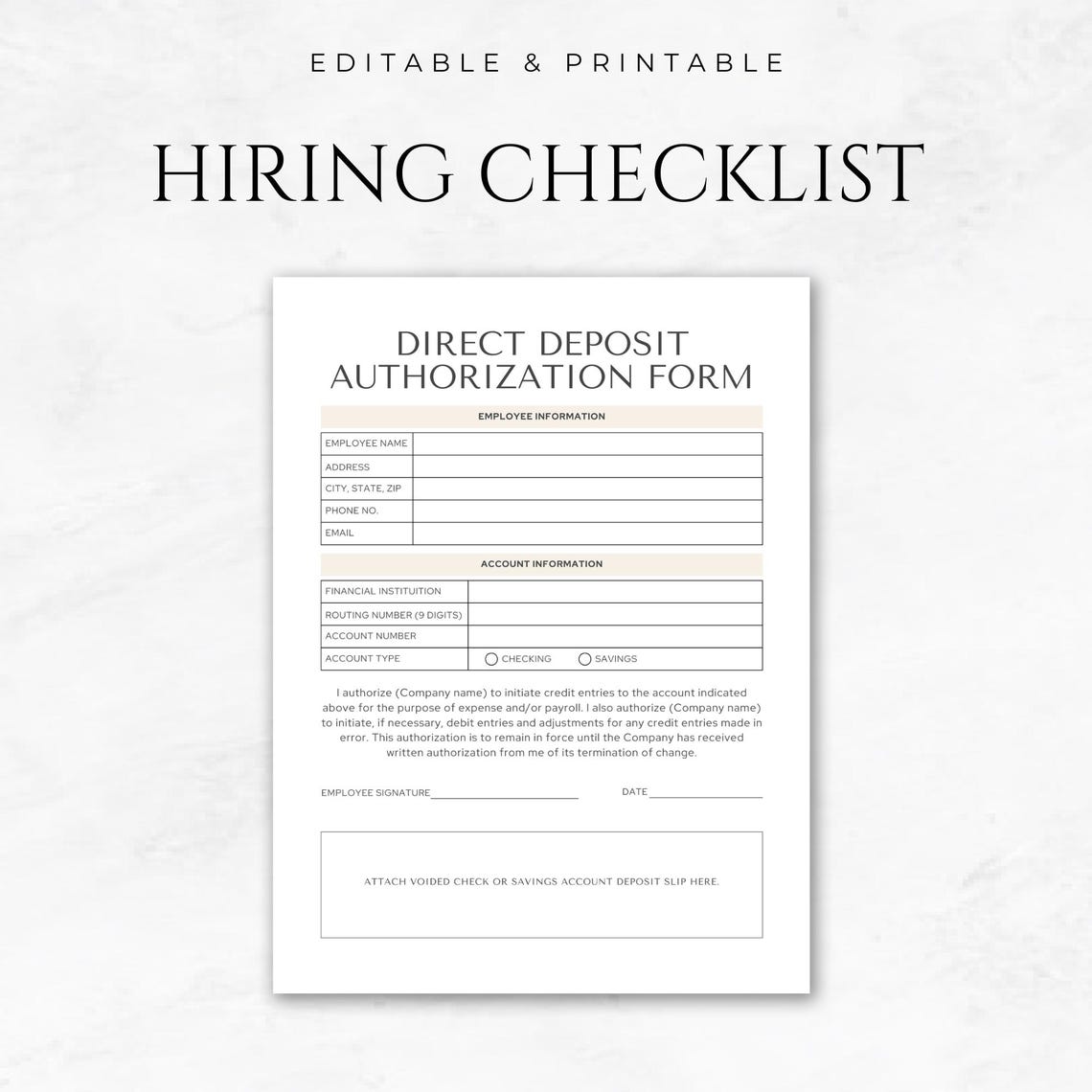 Hiring Checklist Template Printable New Hire Checklist Job Offer Letter ...