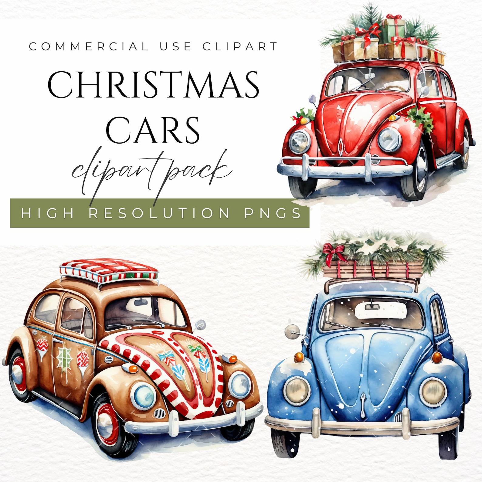 Christmas Cars Clipart Vintage Christmas Car Holiday Car Clipart ...