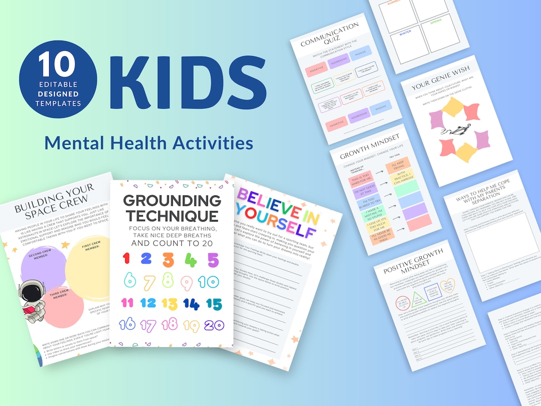 Mental Health Activities for Kids Kids Activity Worksheets - Etsy