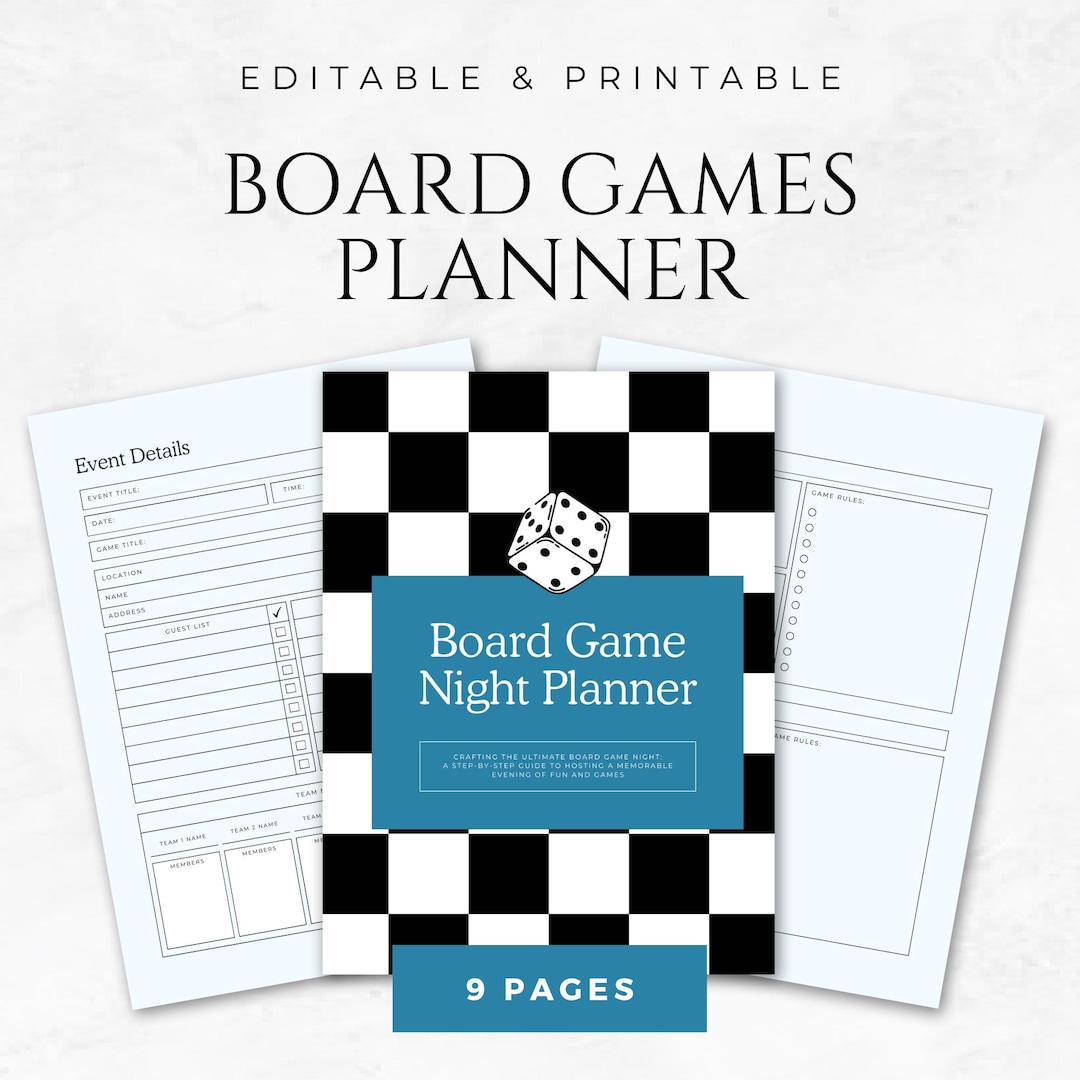 Board Game Night Planner Template Printable Board Game Tracker Board ...