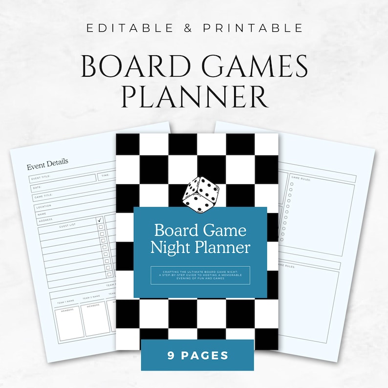 Board Game Night Planner Template Printable Board Game Tracker Board ...