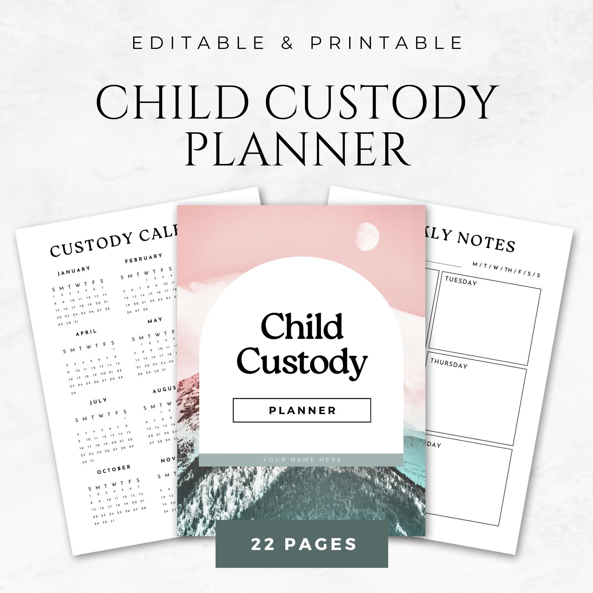 Child Custody Planner Template Printable Divorce Co-parenting Planner ...