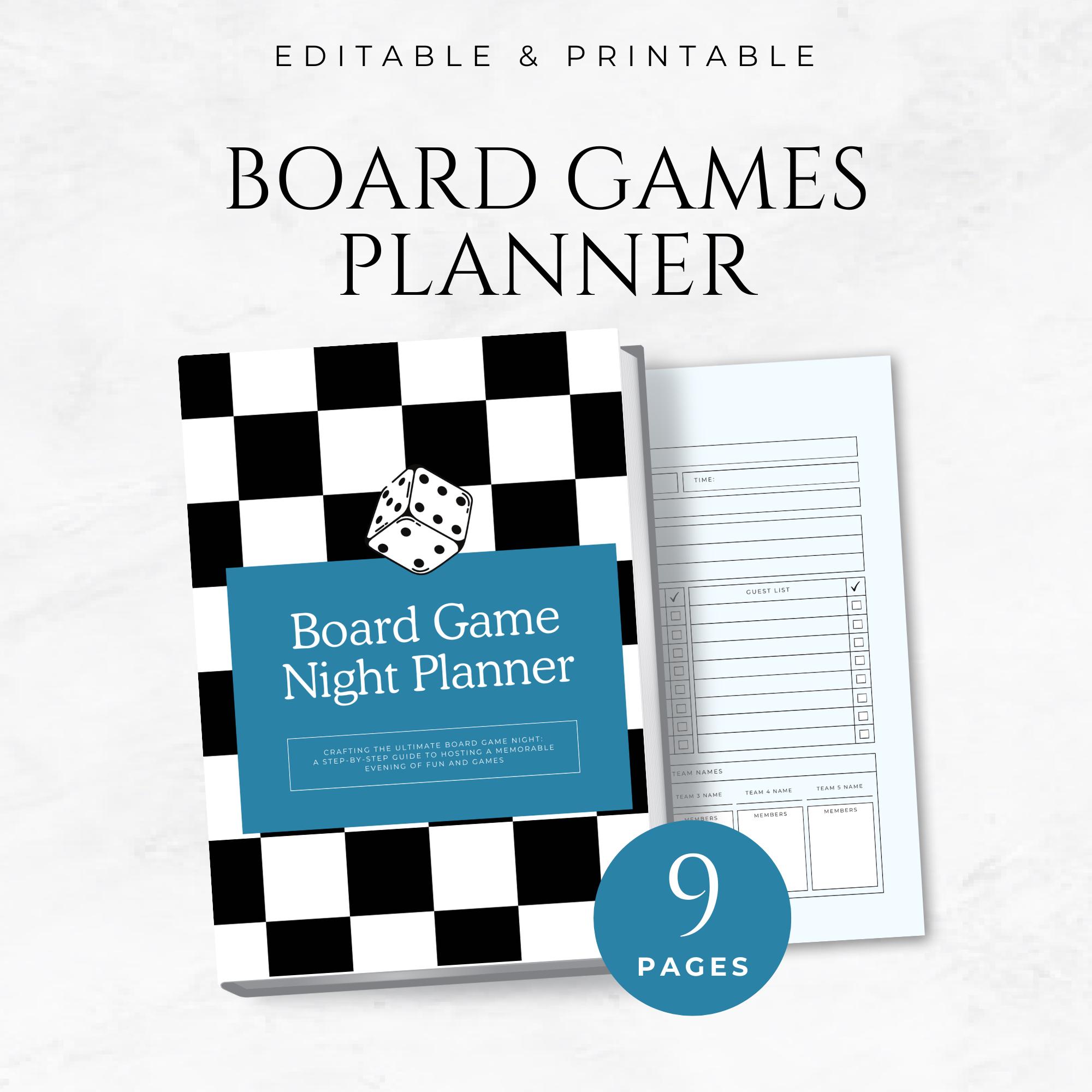 Board Game Night Planner Template Printable Board Game Tracker Board ...