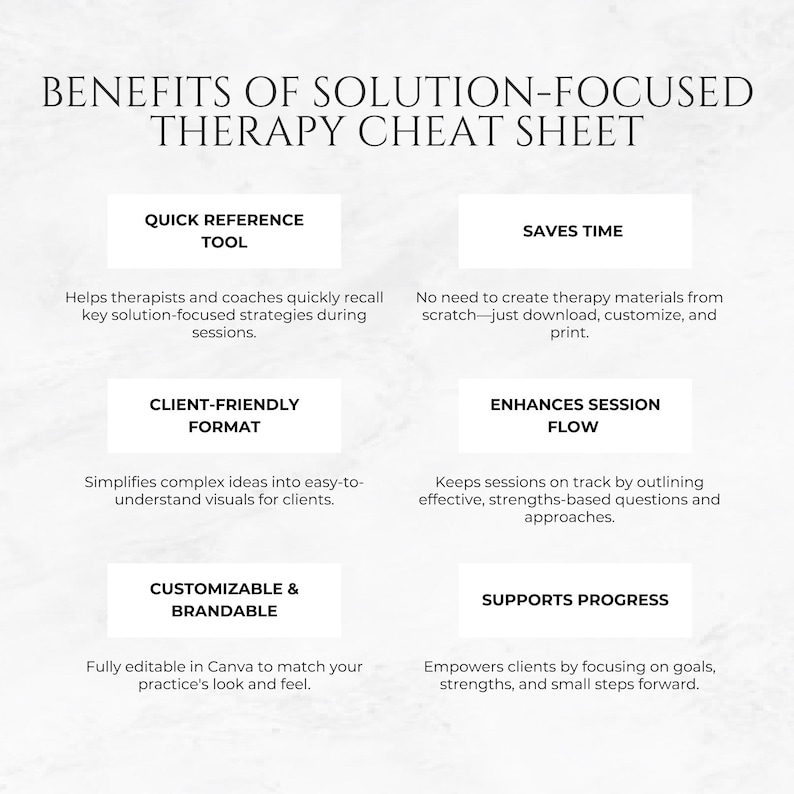 Solution-focused Therapy Cheat Sheet Template Printable Counseling ...