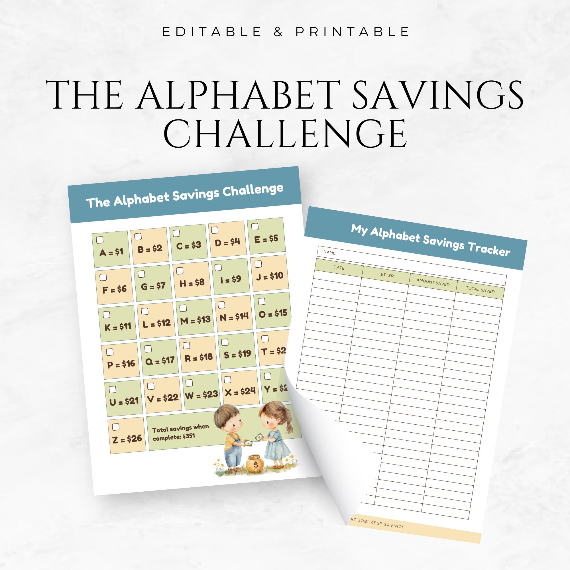 The Alphabet Savings Challenge Template Printable Money Saving Tracker ...