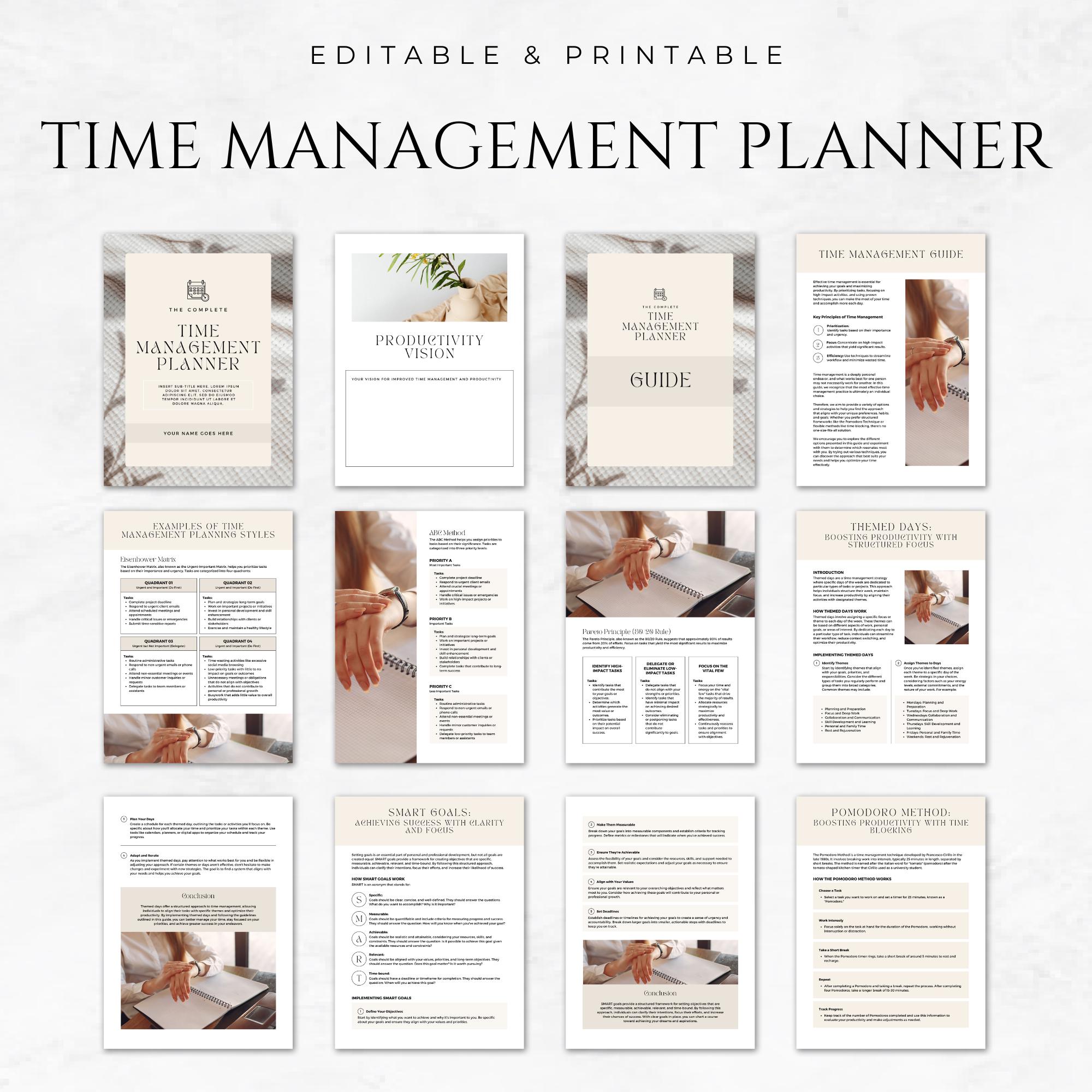 Time Management Planner Canva Template Productivity Planner Goal ...