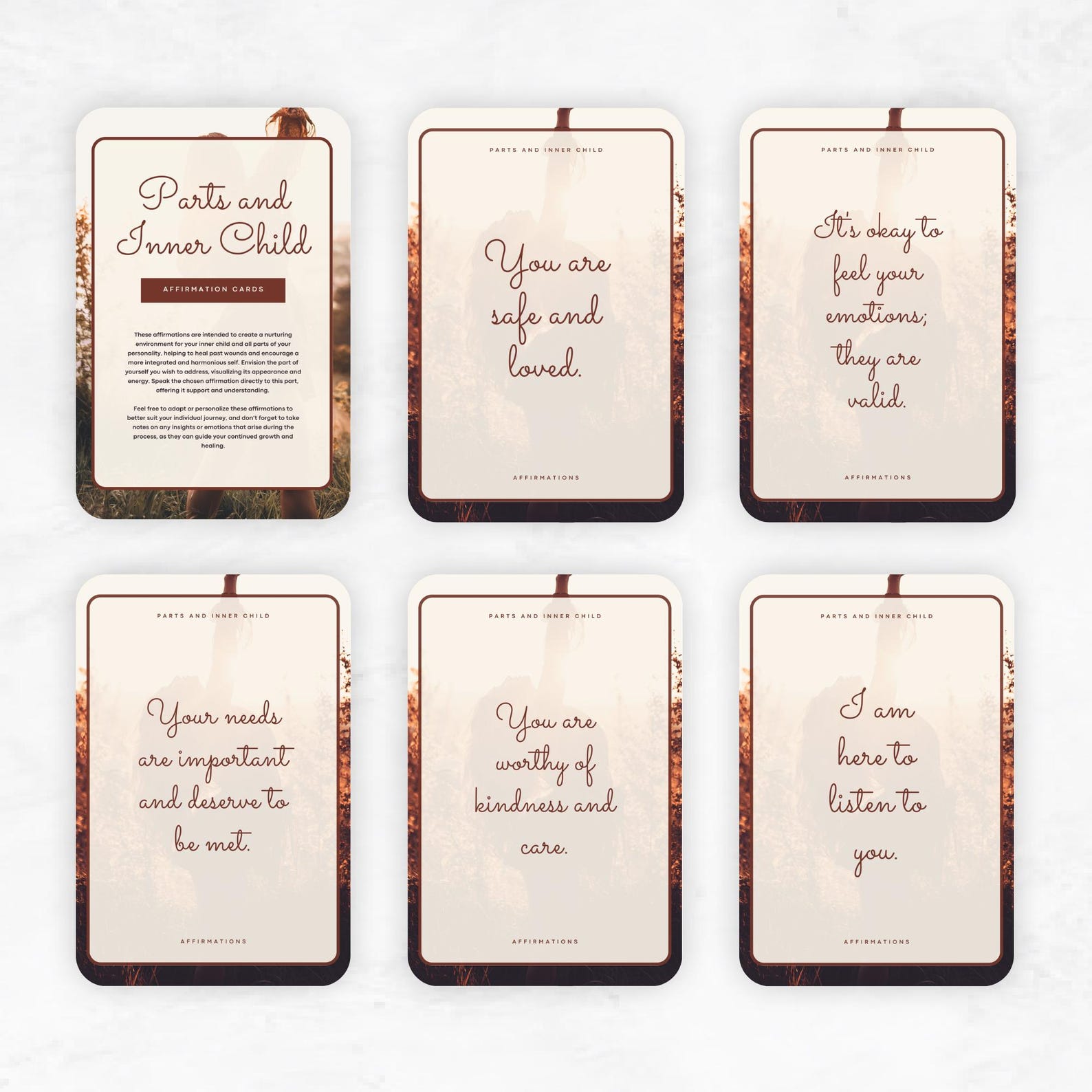 Parts and Inner Child Affirmation Cards Templates Self Love ...