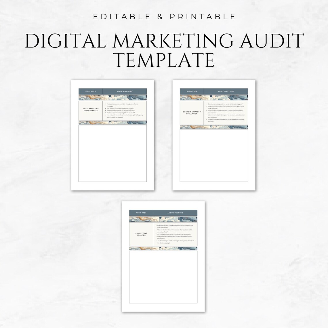 Digital Marketing Audit Report Template Printable Marketing Audit ...