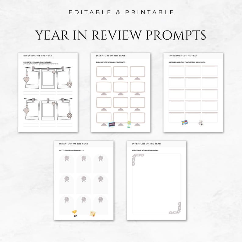 Year in Review Journal Prompts Template Printable Yearly Reflection ...