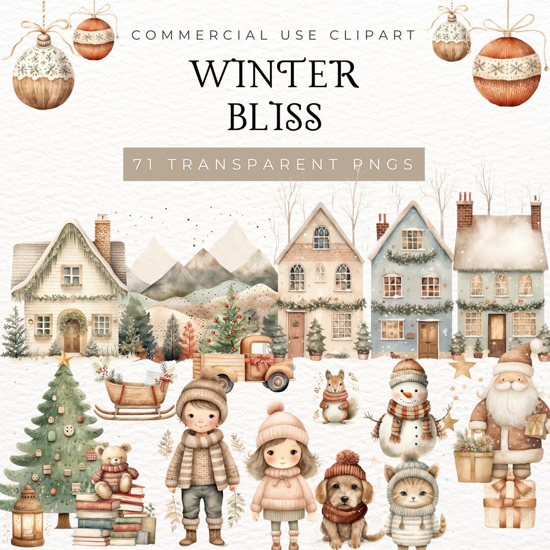 Winter Bliss Clipart Christmas Clipart Hygge Winter Aesthetic Art ...