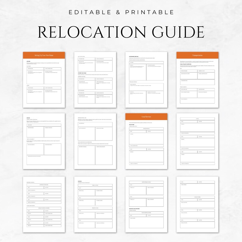 Relocation Guide Template Printable Moving Guide Family Relocation Planner Moving Checklist Home ...