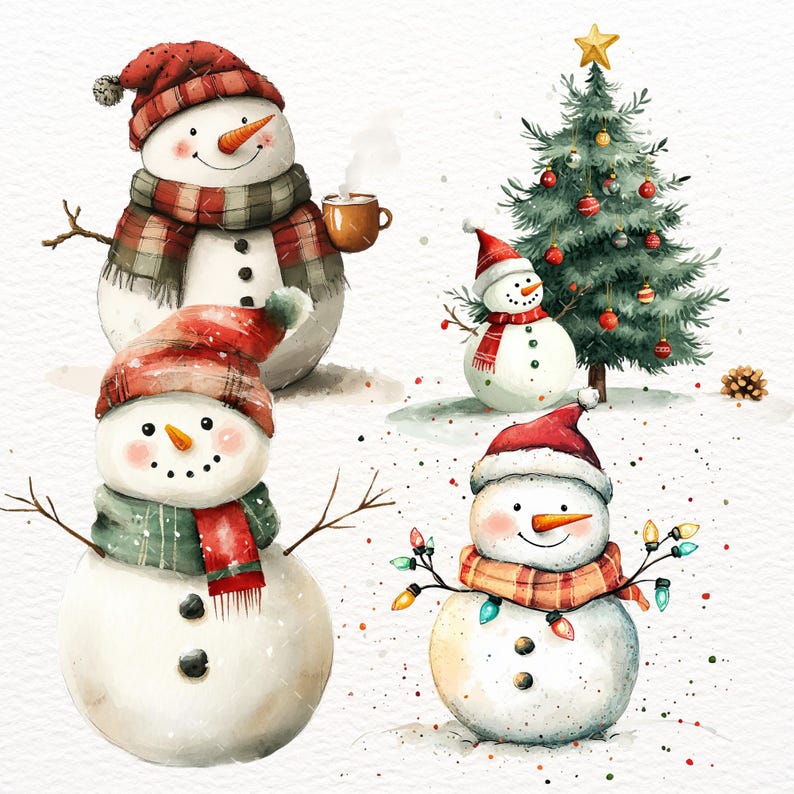 Snowman Clipart Whimsical Snowman Christmas Children’s Book Snowman ...