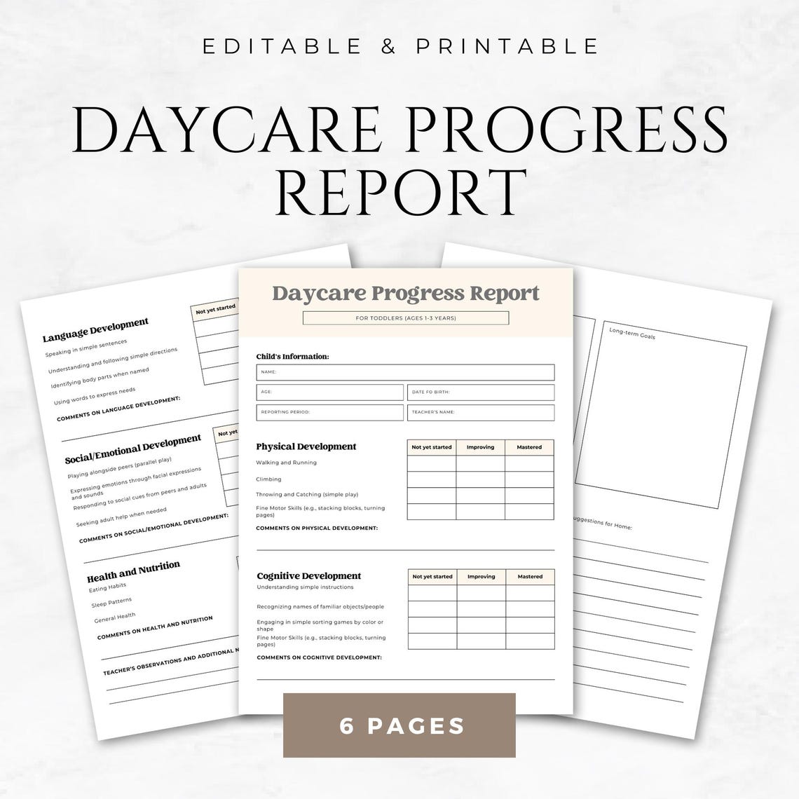 Daycare Progress Report Template Printable Preschool Progress Report ...