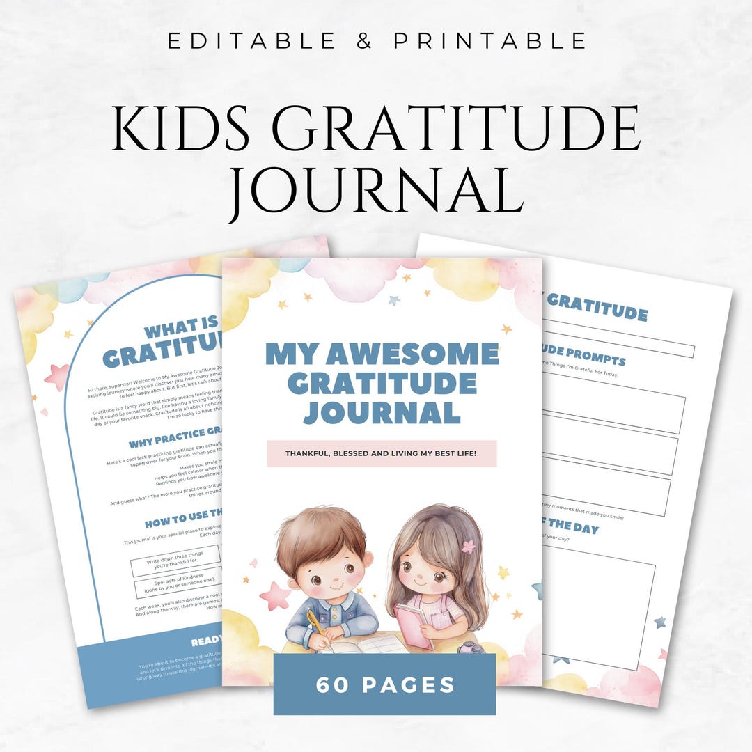 Kids Gratitude Journal Template Printable Children’s Mindfulness ...