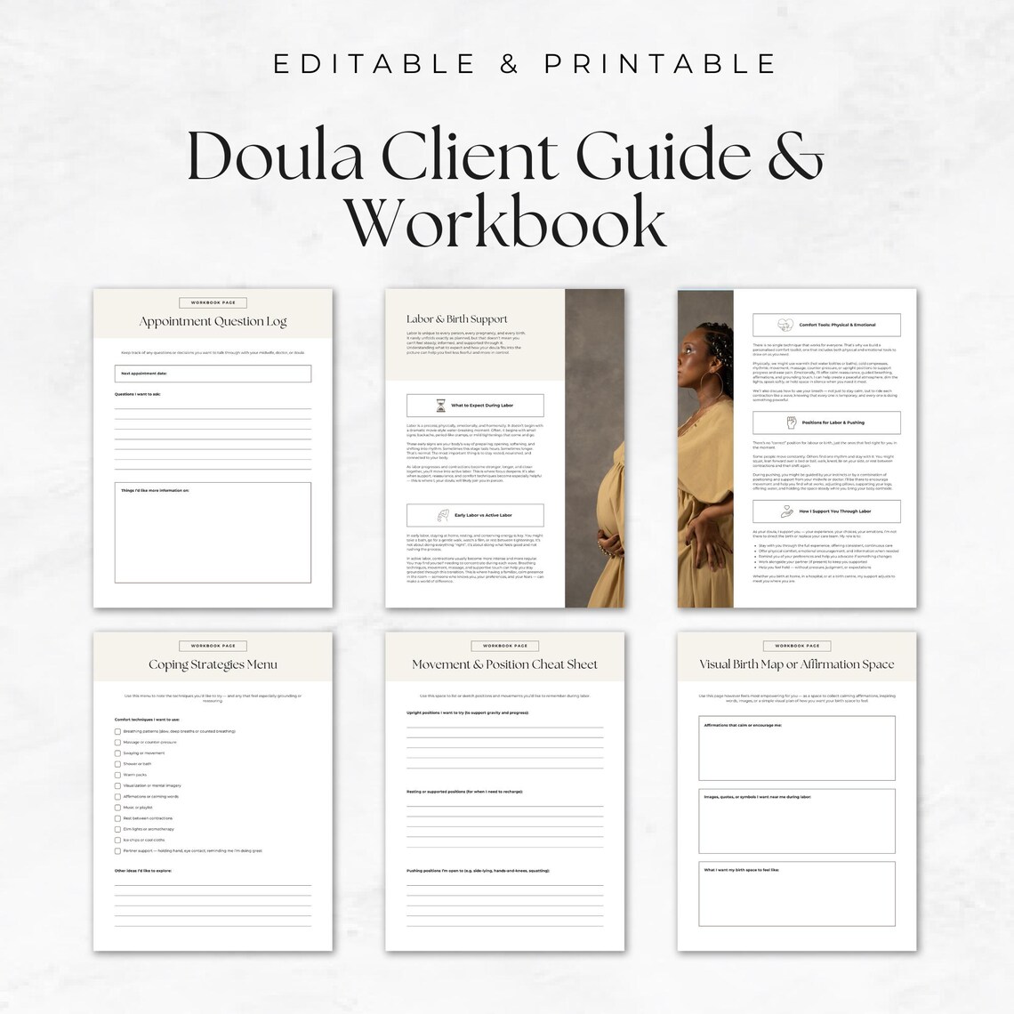 Doula Client Guide & Workbook Template Canva Workbook for Birth ...