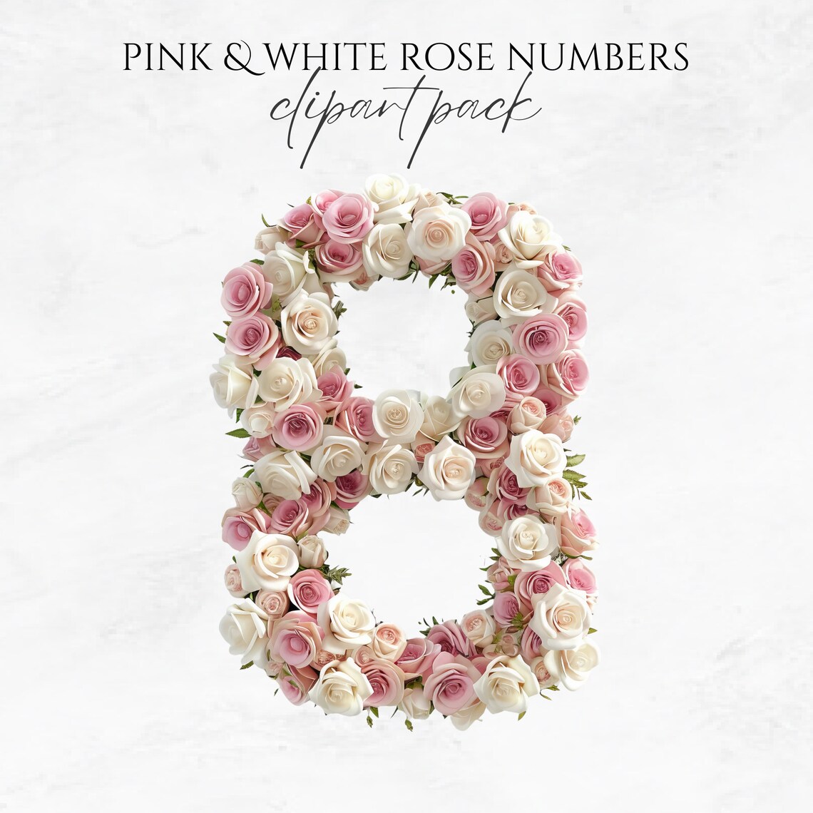 Rose Numbers Clipart Pink Rose Clipart White Rose Clipart Floral ...