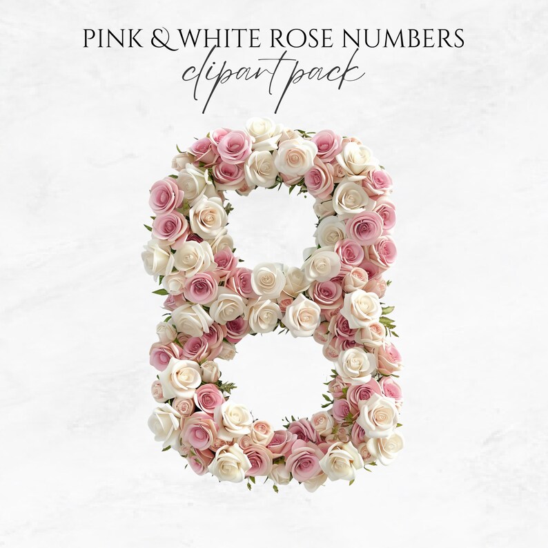Rose Numbers Clipart Pink Rose Clipart White Rose Clipart Floral ...