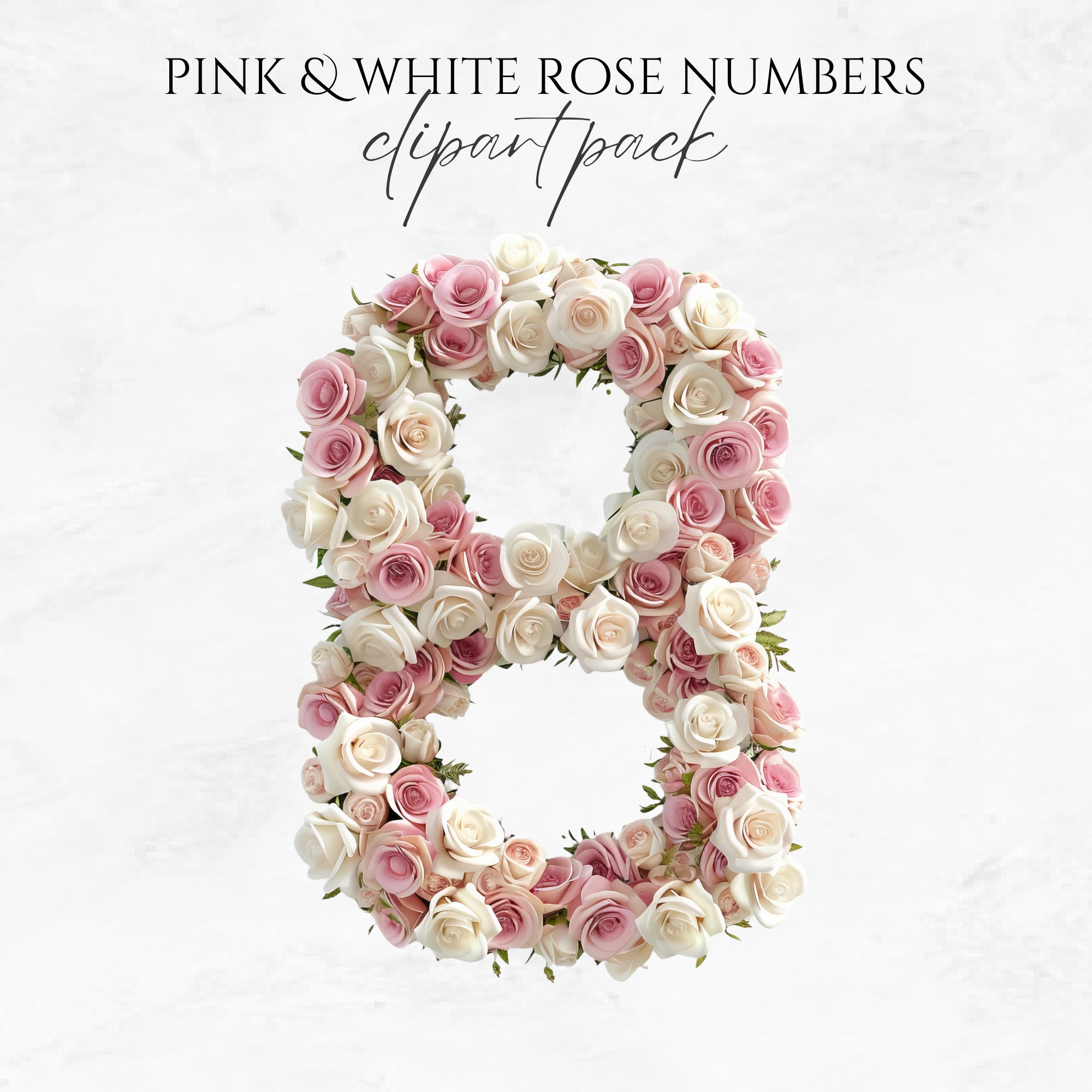 Rose Numbers Clipart Pink Rose Clipart White Rose Clipart Floral ...