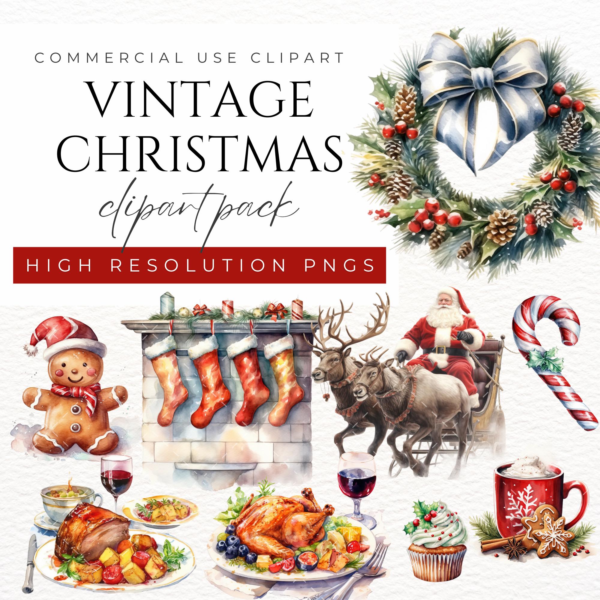 Vintage Christmas Clipart Retro Old Fashioned Christmas Graphics ...