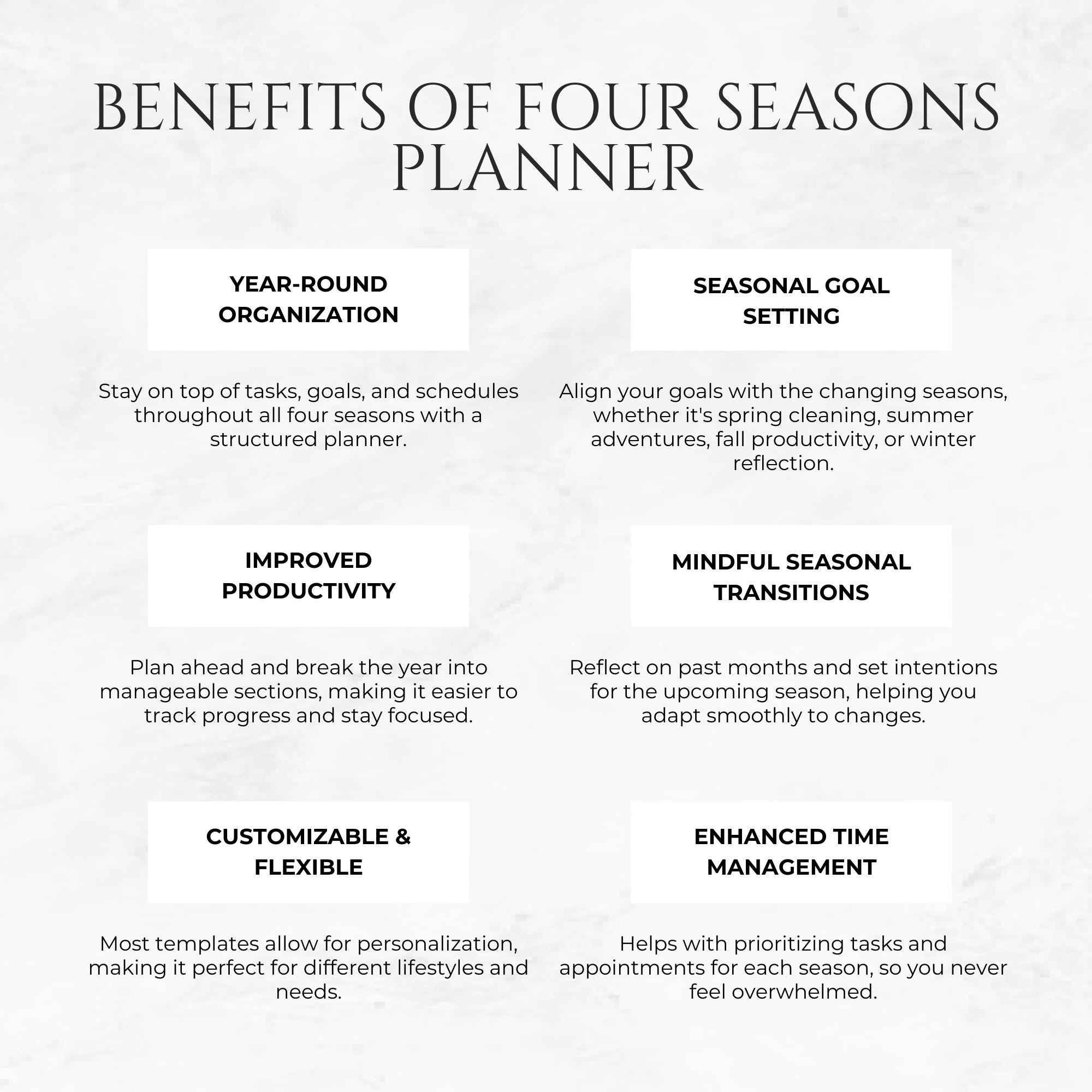 Four Seasons Planner Template Printable Spring Planner Summer Planner ...