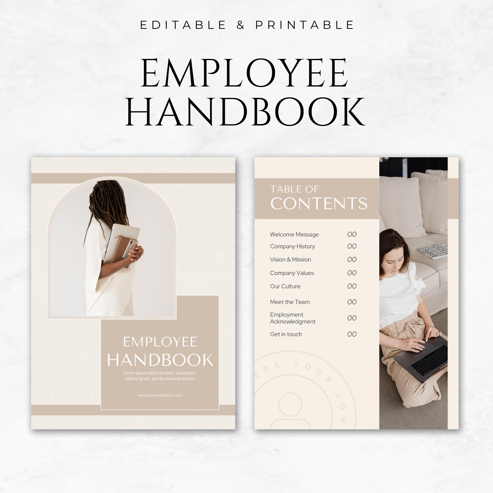 Employee Handbook Template Printable Canva Employee Manual HR Handbook ...