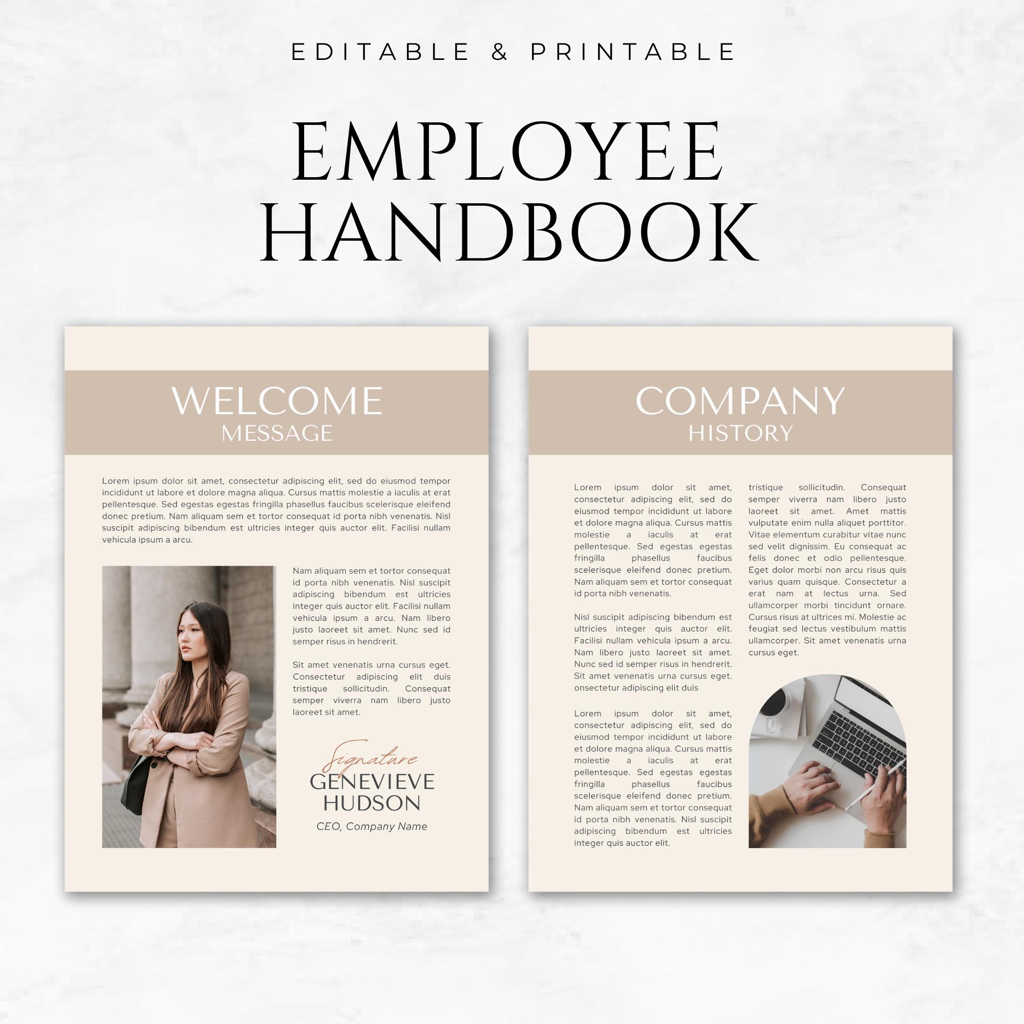 Employee Handbook Template Printable Canva Employee Manual HR Handbook ...