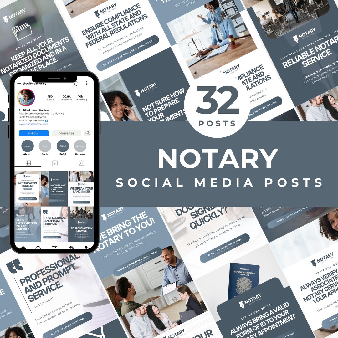 Notary Instagram Posts Templates Notary Business Social Media Posts ...