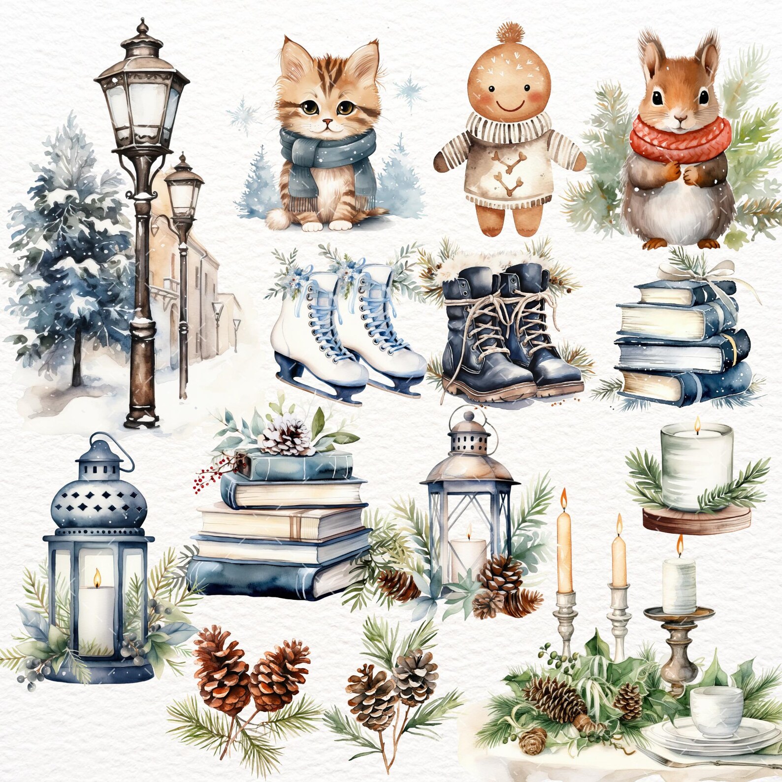 Scandinavian Christmas Clipart Nordic Winter Clipart Hygge Christmas ...