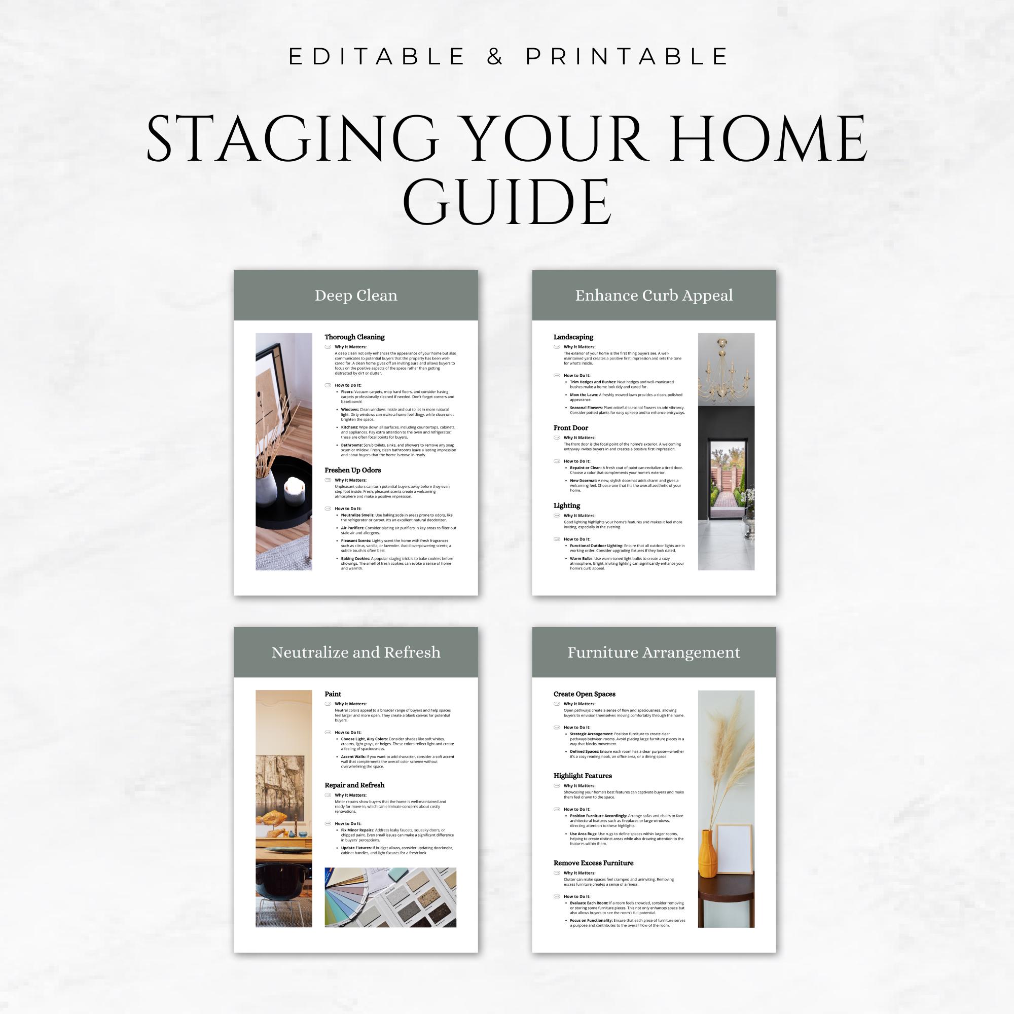 Staging Your Home Guide Template Printable DIY Home Staging Real Estate ...