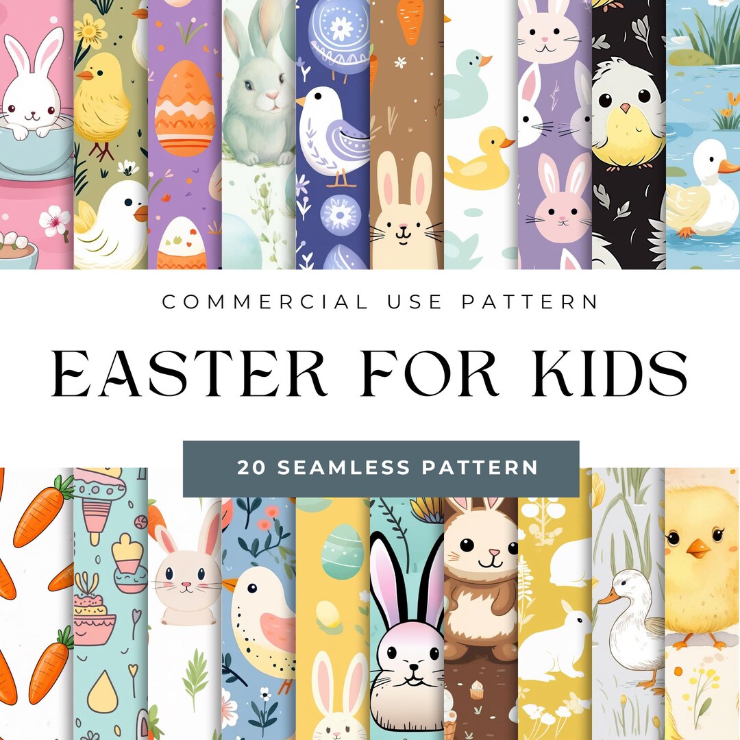Seamless Easter for Kids Patterns Kids Easter Digital Paper Cute Easter ...