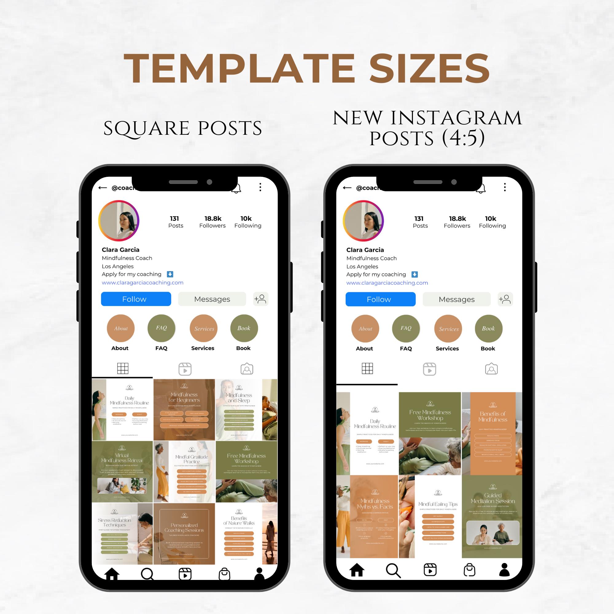 Mindfulness Coach Instagram Posts Templates Mindfulness Social Media ...