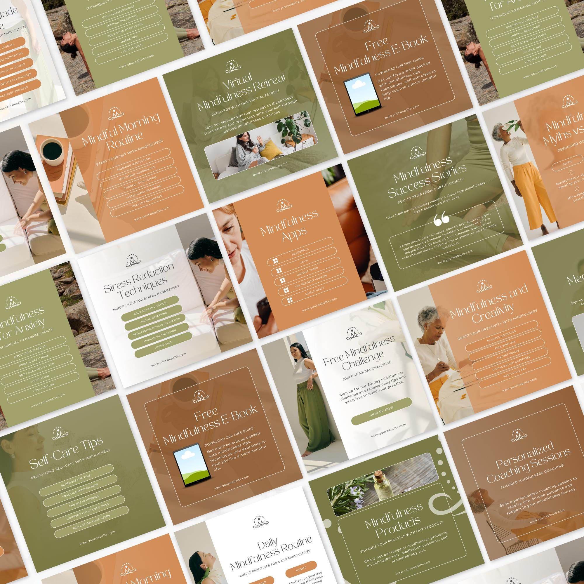 Mindfulness Coach Instagram Posts Templates Mindfulness Social Media ...