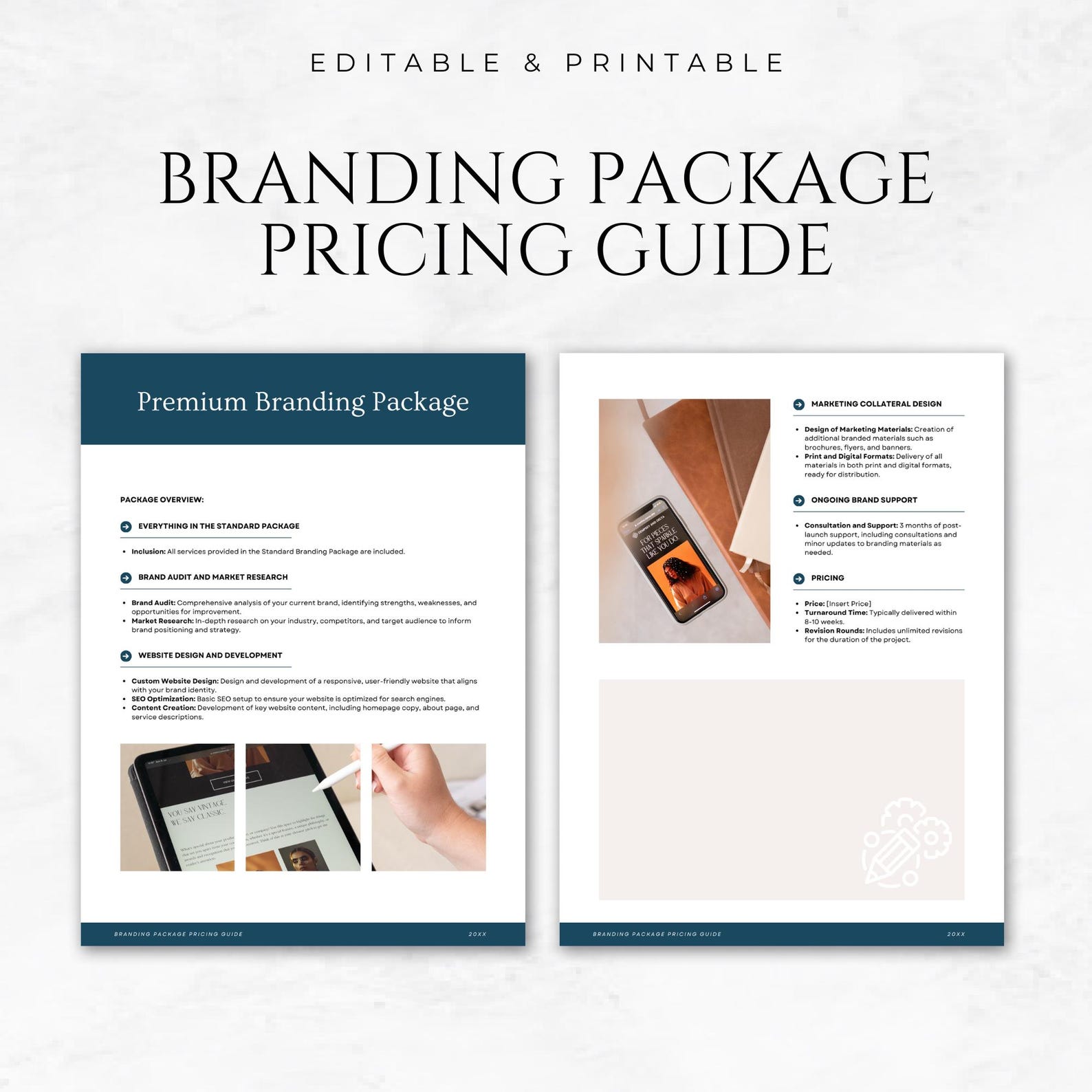 Branding Package Pricing Guide Template Printable Freelancer Services