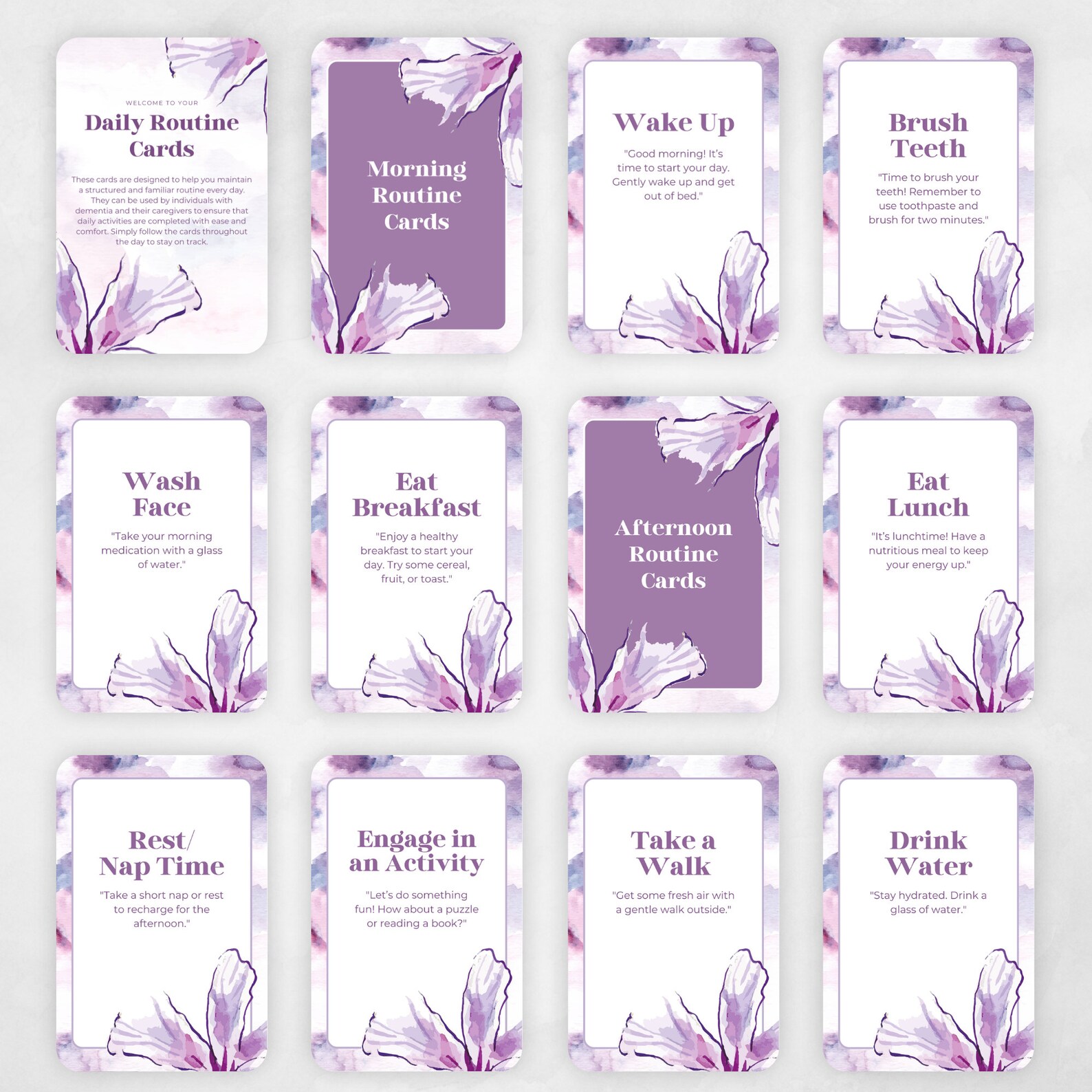 Daily Routine Cards for Dementia Patients Alzheimer's Routine Cards ...