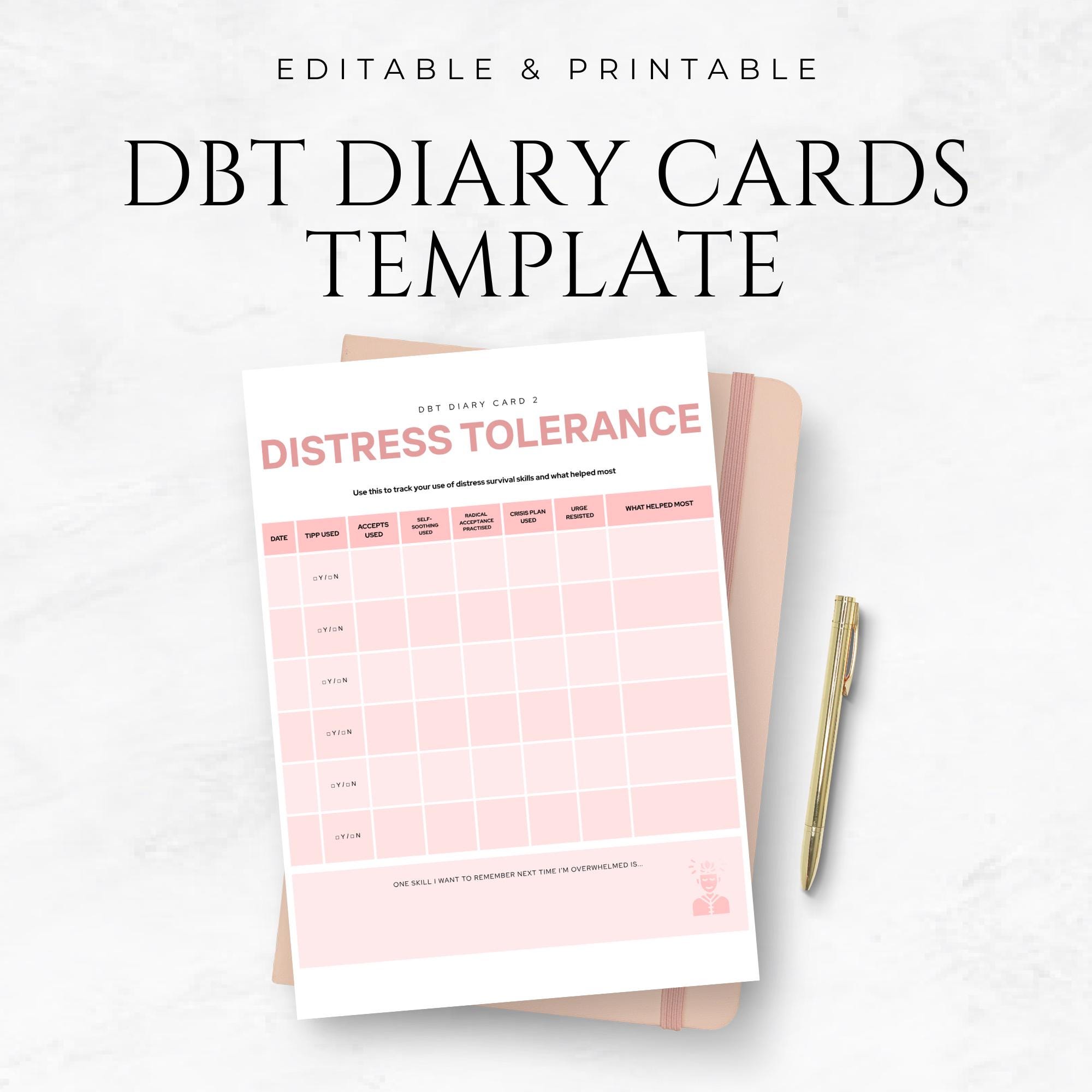 DBT Diary Cards Canva Template – Printable & Editable Dialectical ...