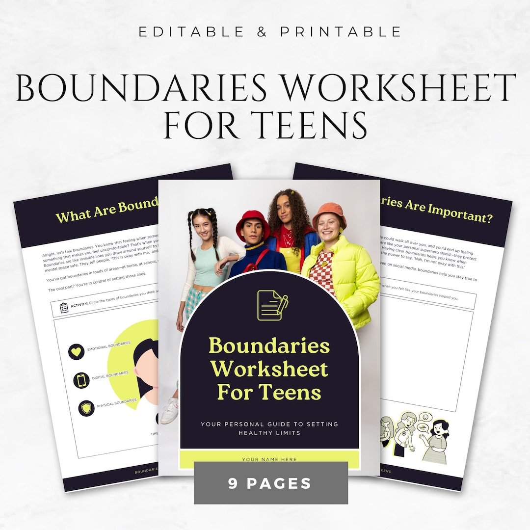 Boundaries Worksheet for Teens Templates Teen Boundaries Guide Self ...