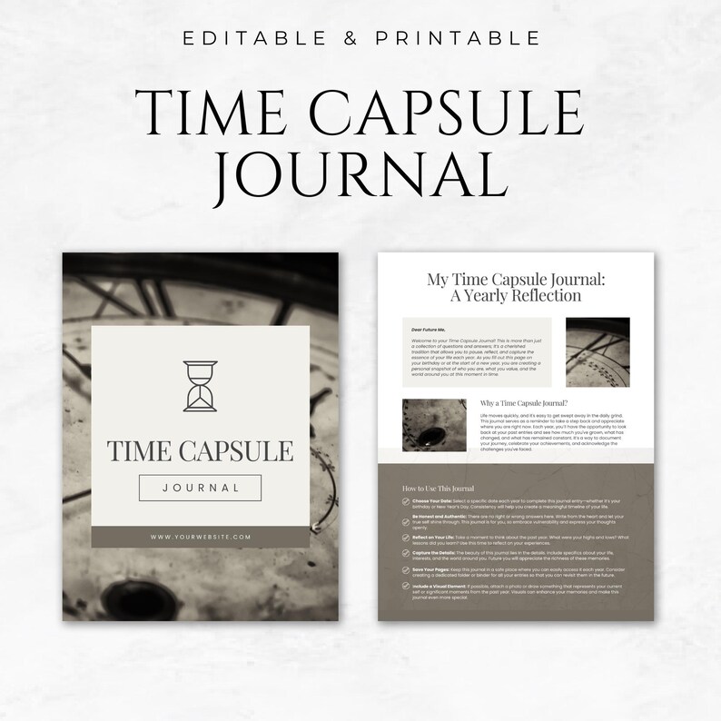 Time Capsule Journal Template Printable Memory Journal Keepsake Journal ...