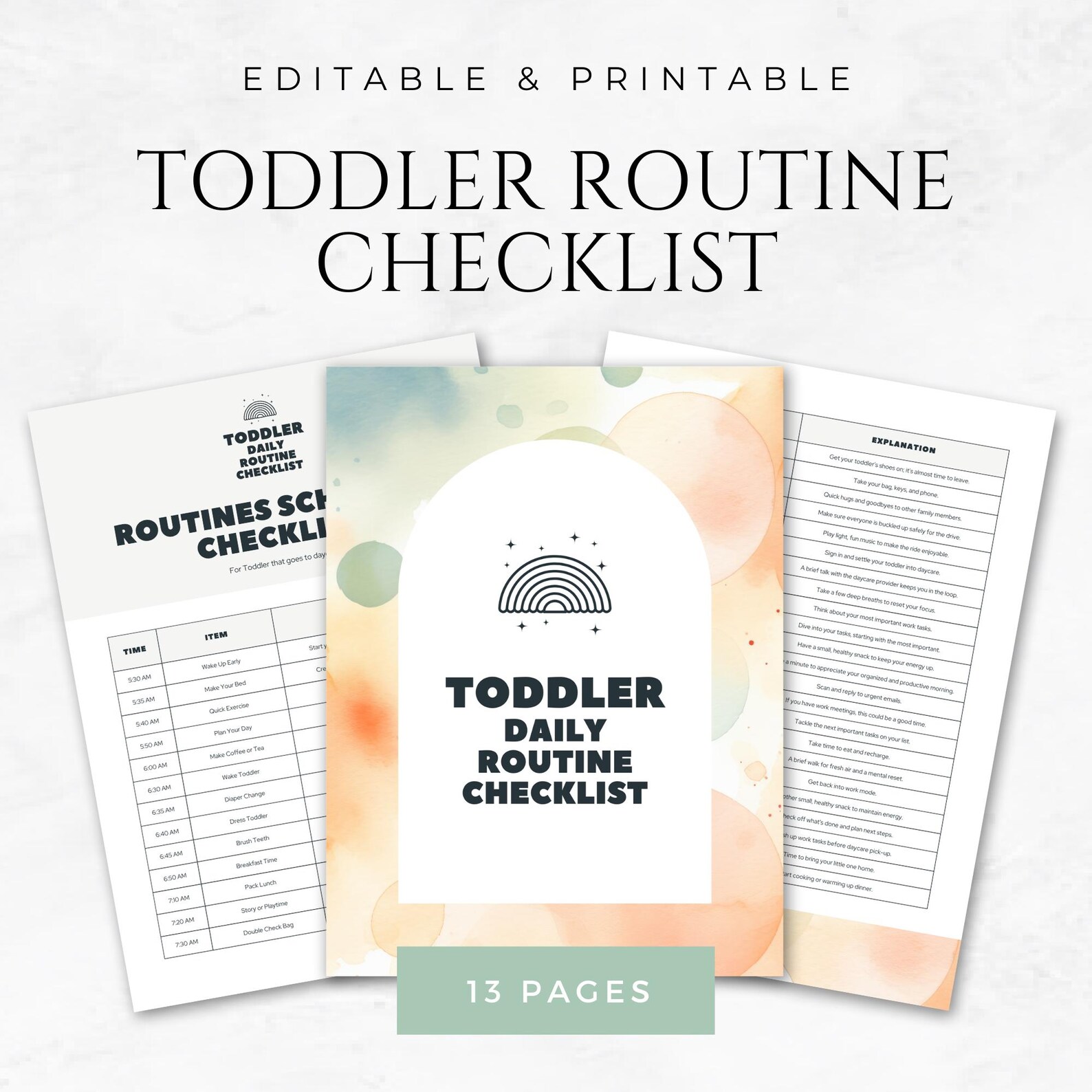 Toddler Routine Checklist Template Toddler Planner Kids Planner ...