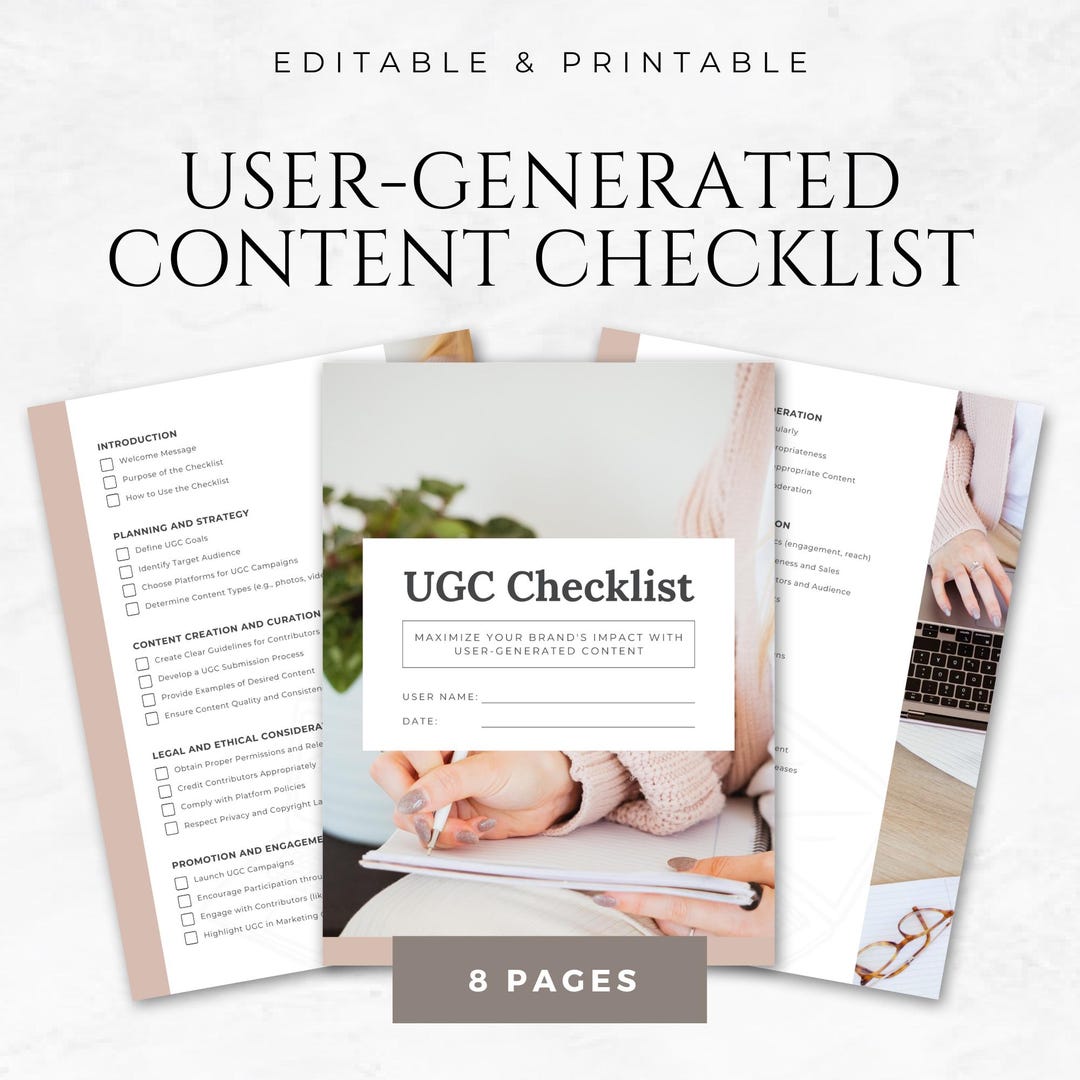 User-generated Content Checklist Template Printable UGC Checklist ...