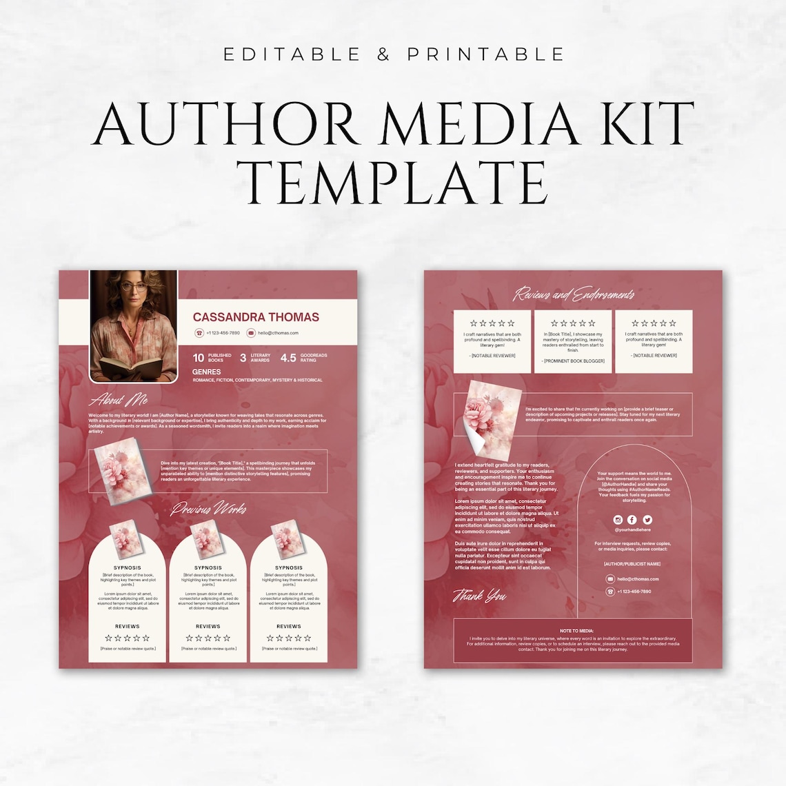 Author Media Kit Canva Template Printable Author Press Kit Book Launch ...